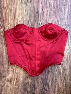 Zara studio | Tops | Zara Studio Red Satin Corset Bustier Top ...